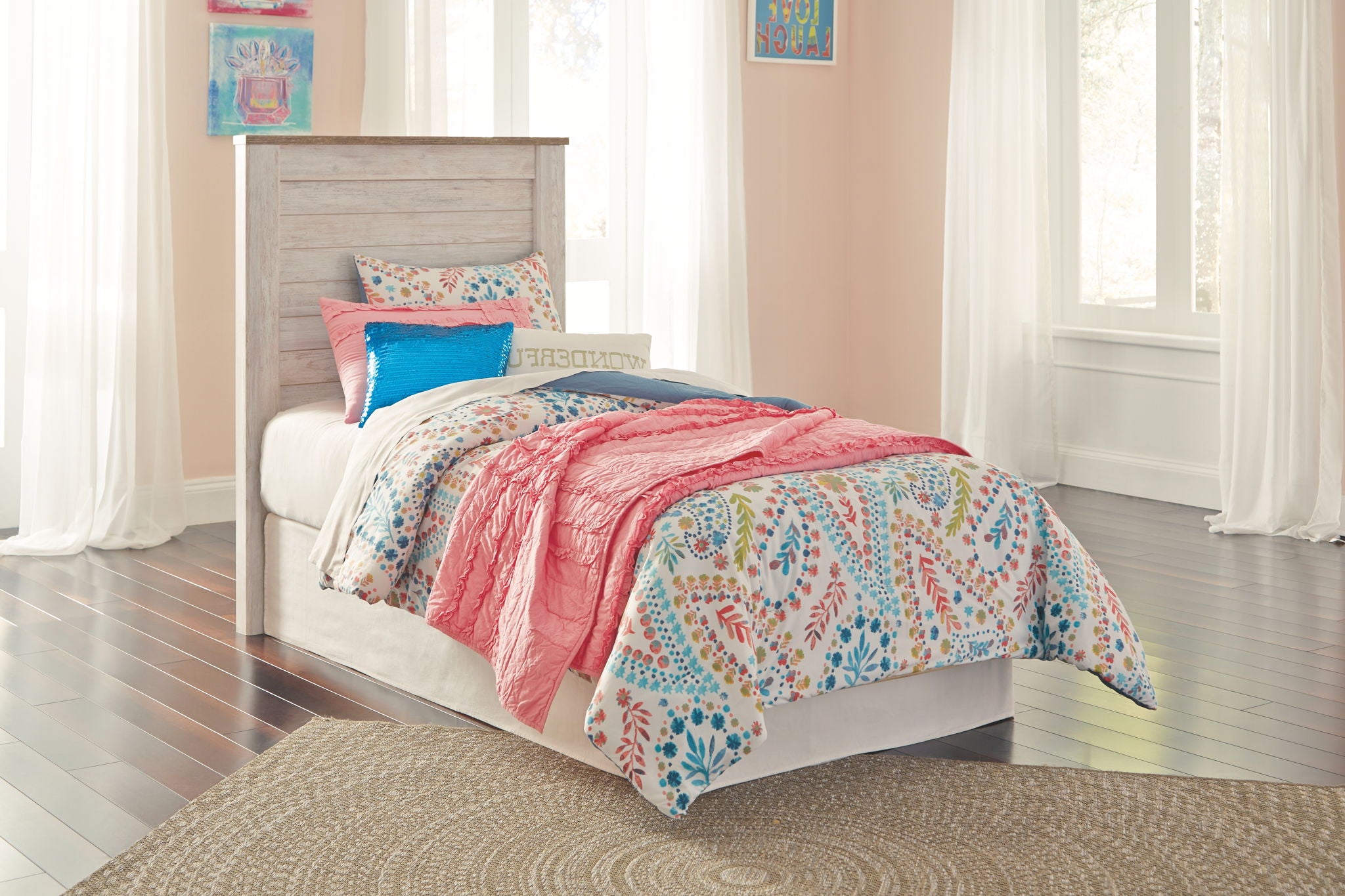 Willowton - Panel Headboard With Bolt On Bed Frame – Roberts Furniture ...